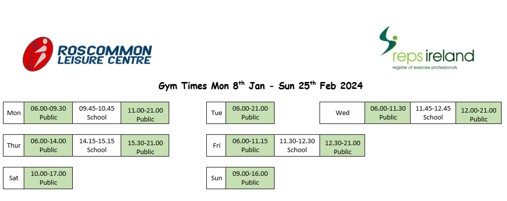 Roscommon Leisure Centre | Opening Hours